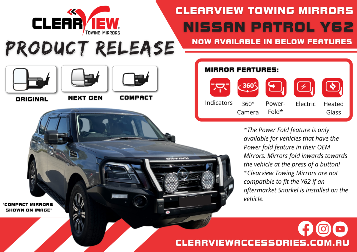 Nissan Y62 Towing Mirrors now available with Power-Fold - Clearview